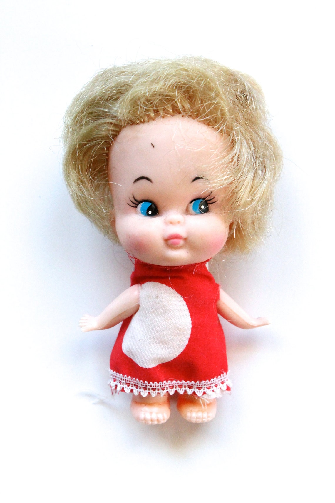 Vintage 1960's Girl in Red White and Dress Vinyl Doll | Etsy