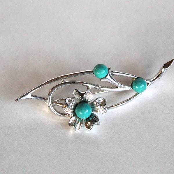 Teal Flower Brooch - Etsy