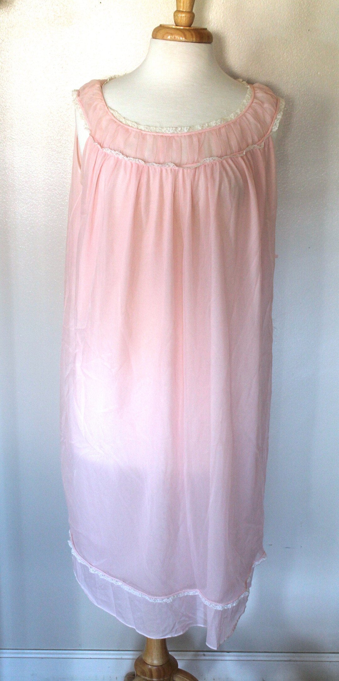Vintage 1950's/1960's Sheer Light Pink Chiffon Sleeveless Flowy ...