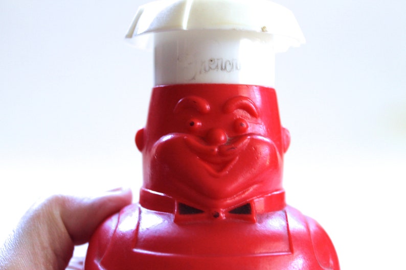 Vintage 1950's Red and White Plastic Chef Figural Catsup Container! - Etsy