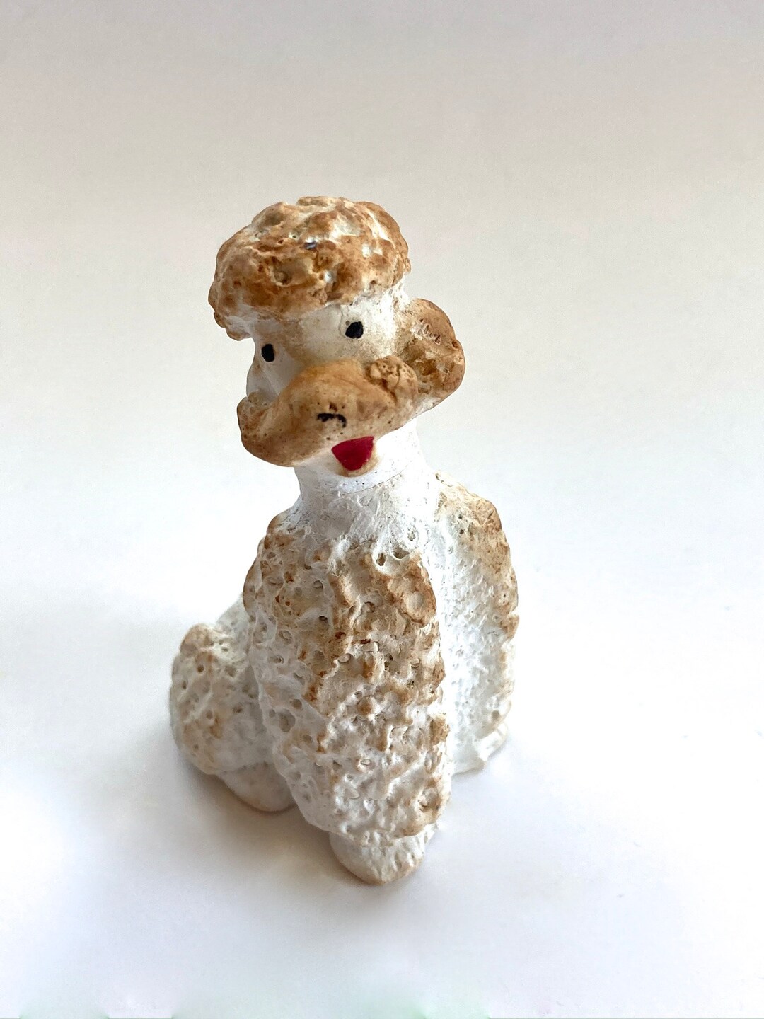 Vintage 1950's White and Brown Chalkware Plaster Poodle Figurine | Dog ...