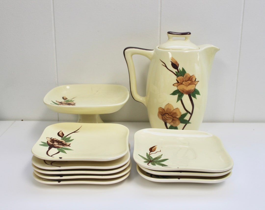 Vintage 1950s Weil Ware Yellow Rose Ceramic Dish Set! - Etsy