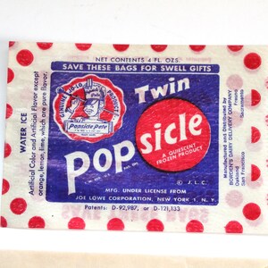 Vintage 1950's Advertising Popsicle and Nickel-nac Ice Cream Paper Bag ...