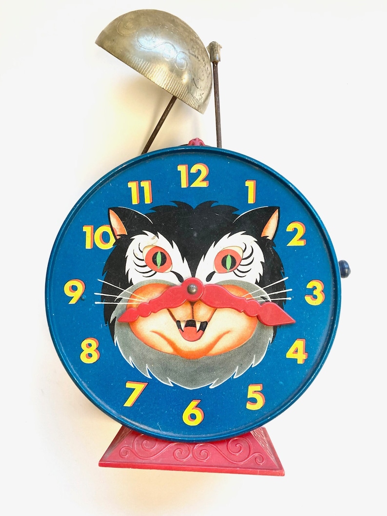 Vintage 1950's-60's Mattel Black Cat Movable Eyes Clock Toy! Hickory ...