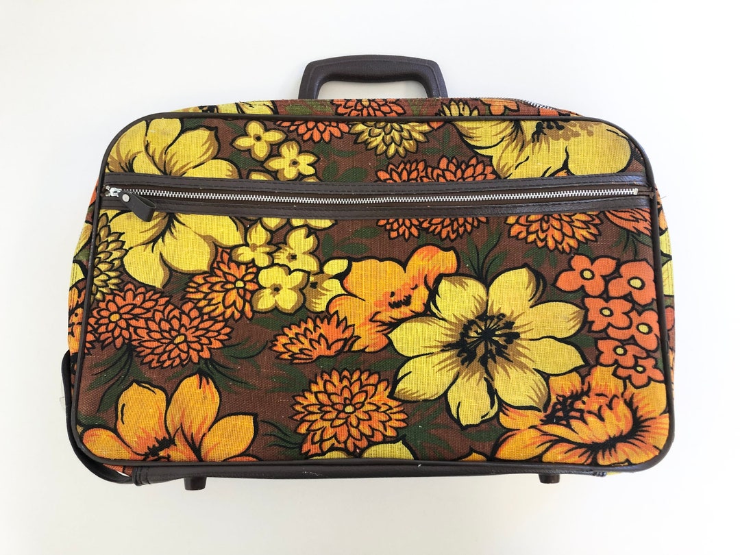 Vintage 1960's/1970's Bantam Travelware Brown, Yellow and Orange Floral ...