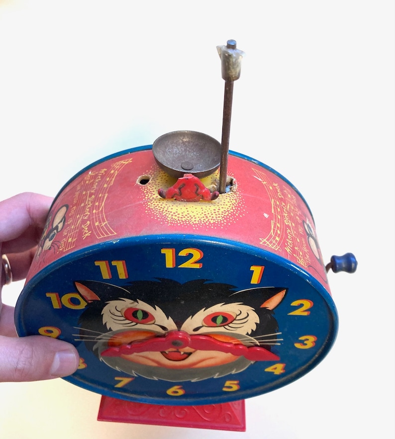 Vintage 1950's-60's Mattel Black Cat Movable Eyes Clock Toy! Hickory ...