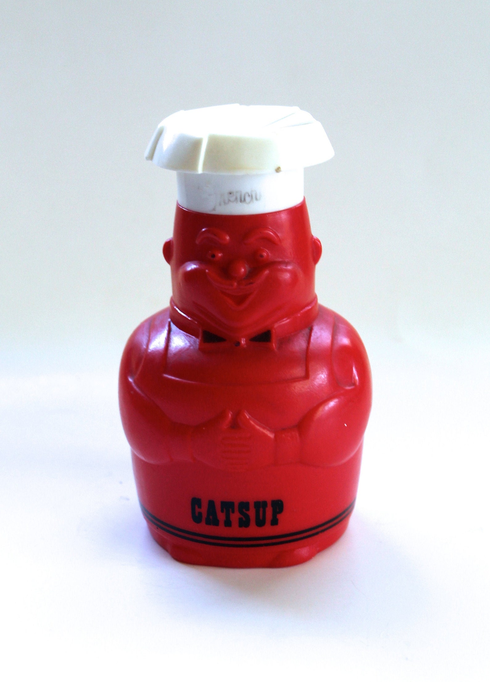 Vintage 1950's Red and White Plastic Chef Figural Catsup Container! - Etsy