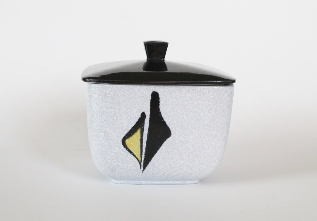 Vintage Mid Century Modern Ceramic Box With Abstract Geometric Design ...