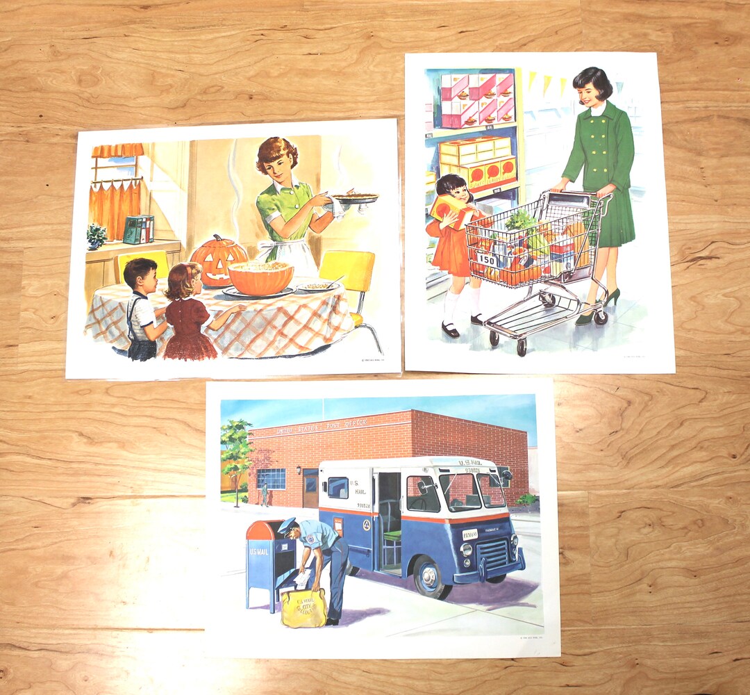Vintage 1960's Lot of 3 Classroom Posters! Rare! Vintage Kids Room ...