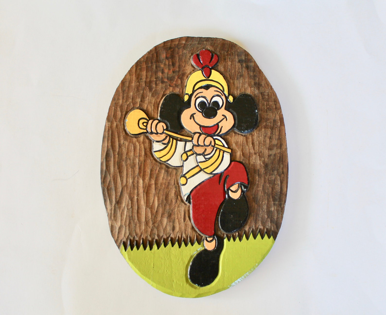 Vintage 1960's Handmade Mickey Mouse Band Leader Kids Room Wooden Wall ...