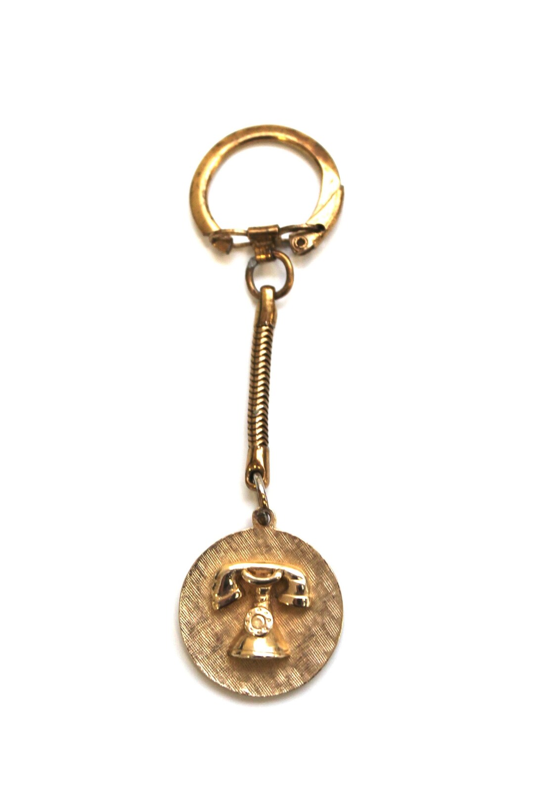 Vintage 1960's Gold Tone Telephone Themed Keychain - Etsy
