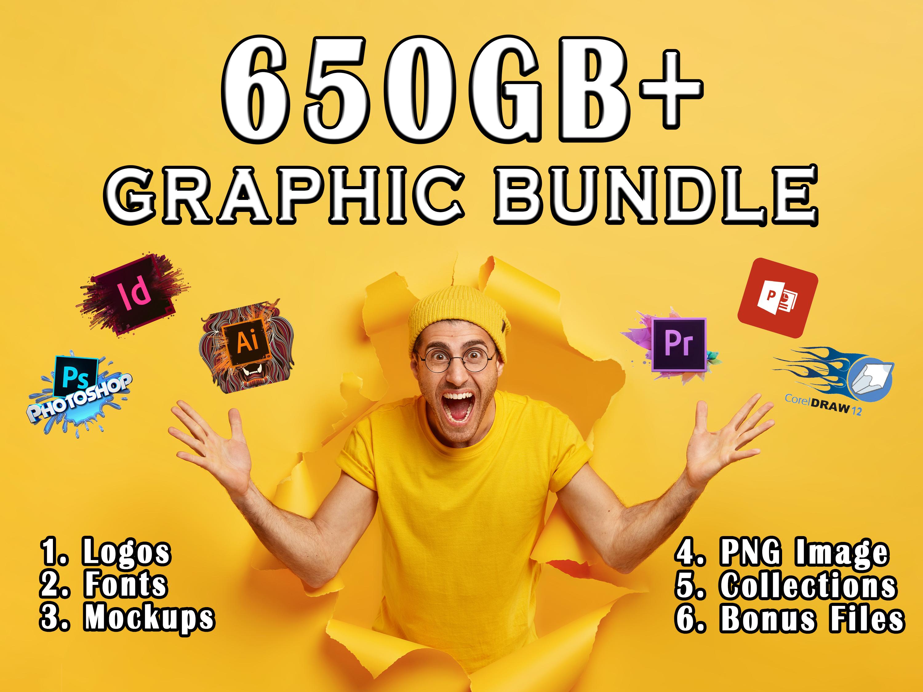 650GB+ Graphic Design Bundle | Logos, Fonts, Mockups & Templates ...