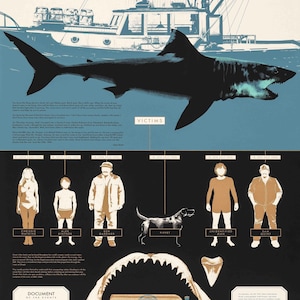 Jaws 1975 Poster – Infographic Style Vintage Shark Movie Print - Etsy