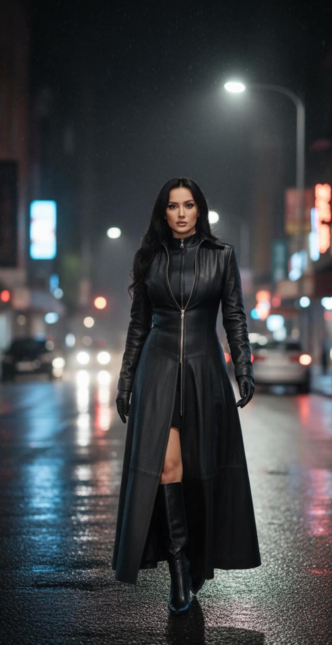 Ladies' Black Sheepskin Leather Trench Coat - Gothic Winter Jacket - Etsy