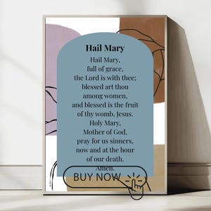 Hail Mary Wall Art | Catholic Prayer 8x10” Print | Christian Faith ...