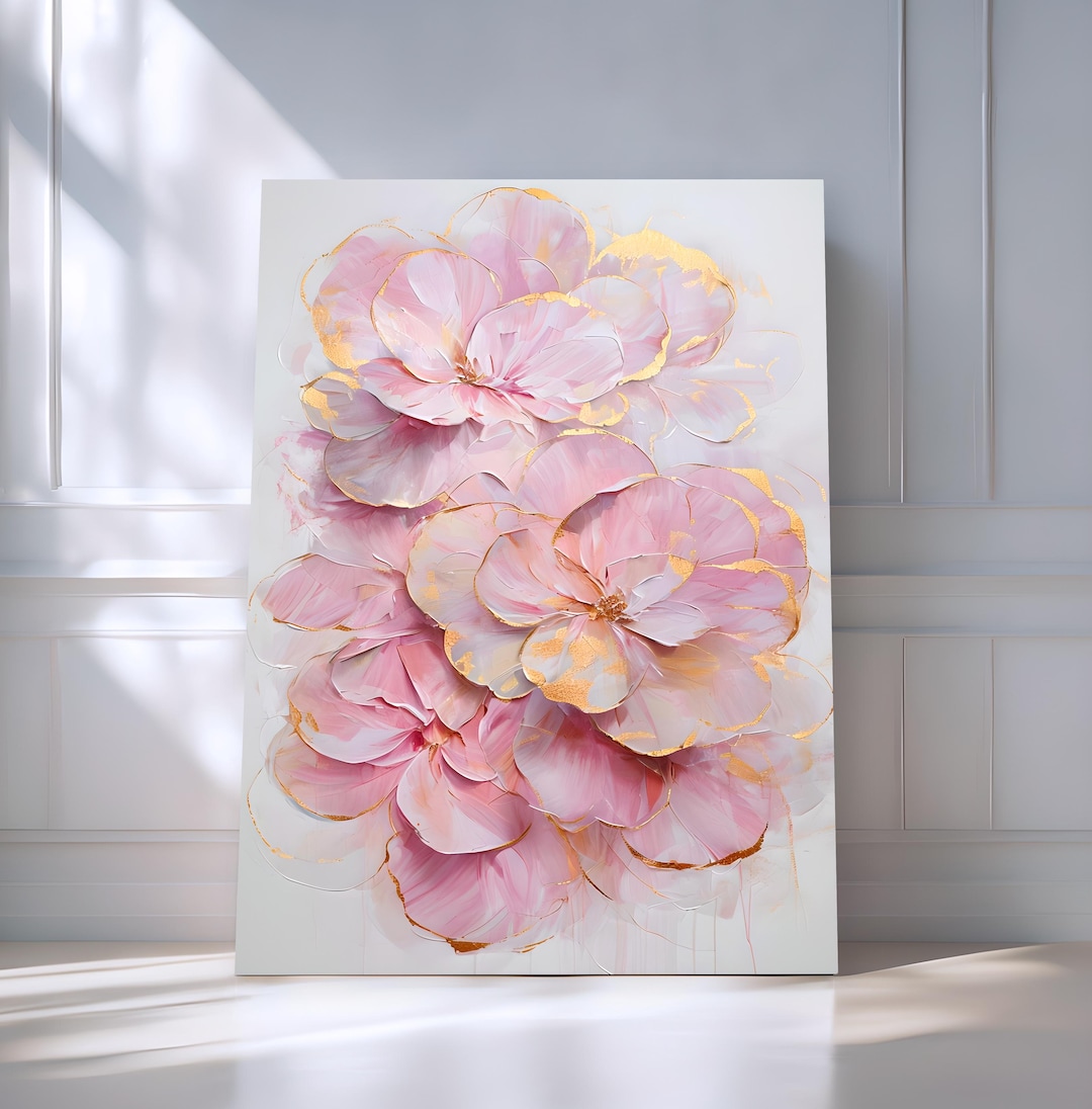 Pink Abstract Floral Wall Art Printable, Soft Blush Flower Painting ...