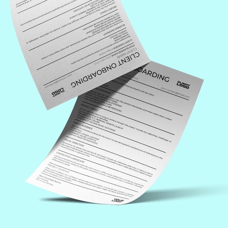 Client Onboarding Template for Graphic Designers Indesign One Page ...
