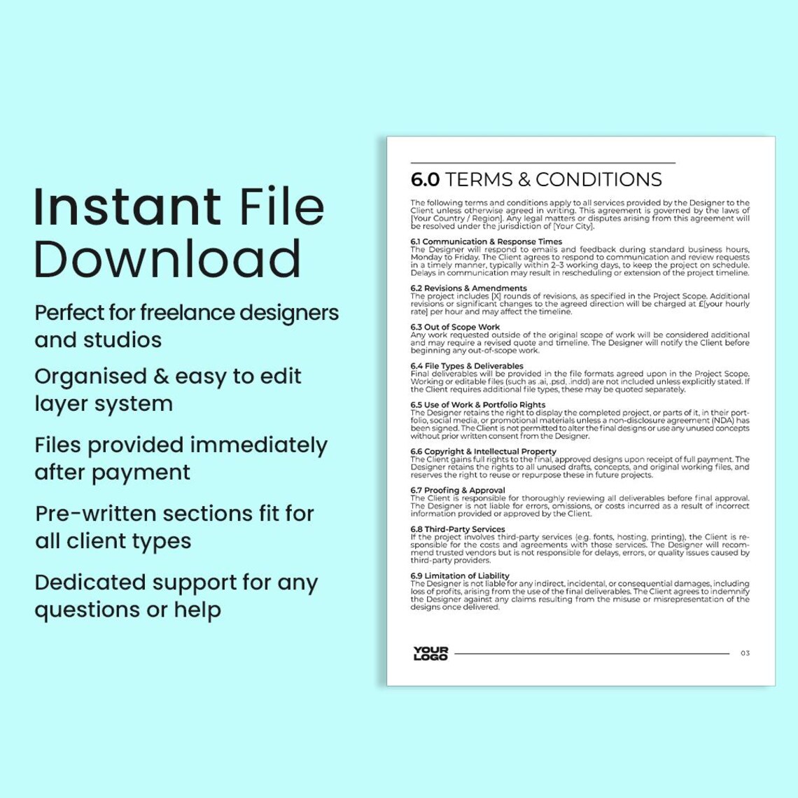 Graphic Designer Client Contract Terms and Conditions Template Indesign ...