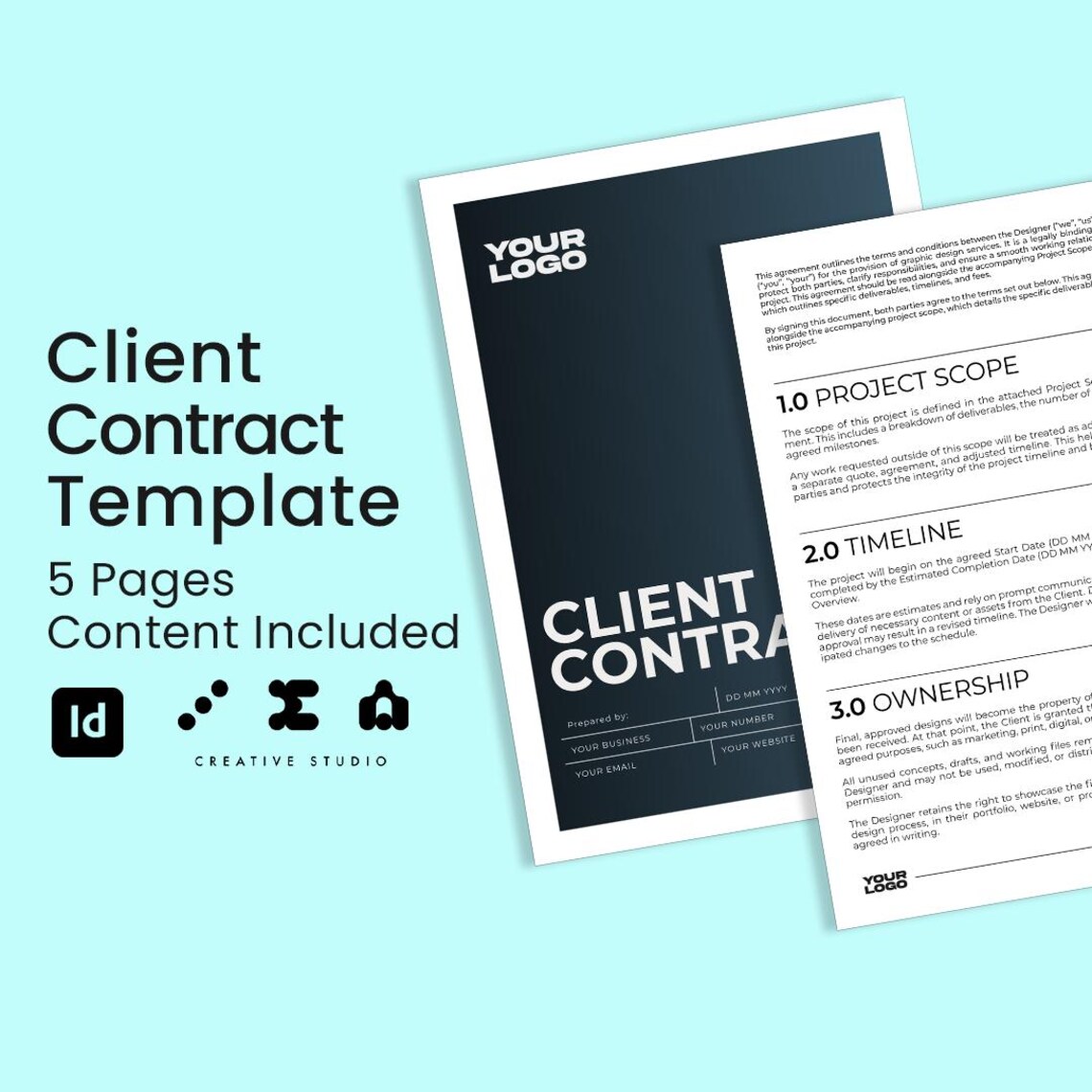 Graphic Designer Client Contract Terms and Conditions Template Indesign ...