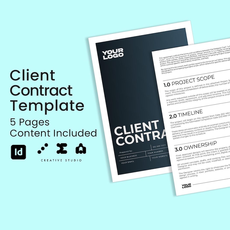 Graphic Designer Client Contract Terms and Conditions Template Indesign ...