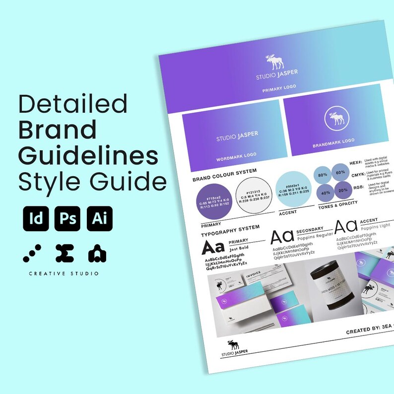 Detailed Brand Guidelines Template Single Page Brand Style Board ...