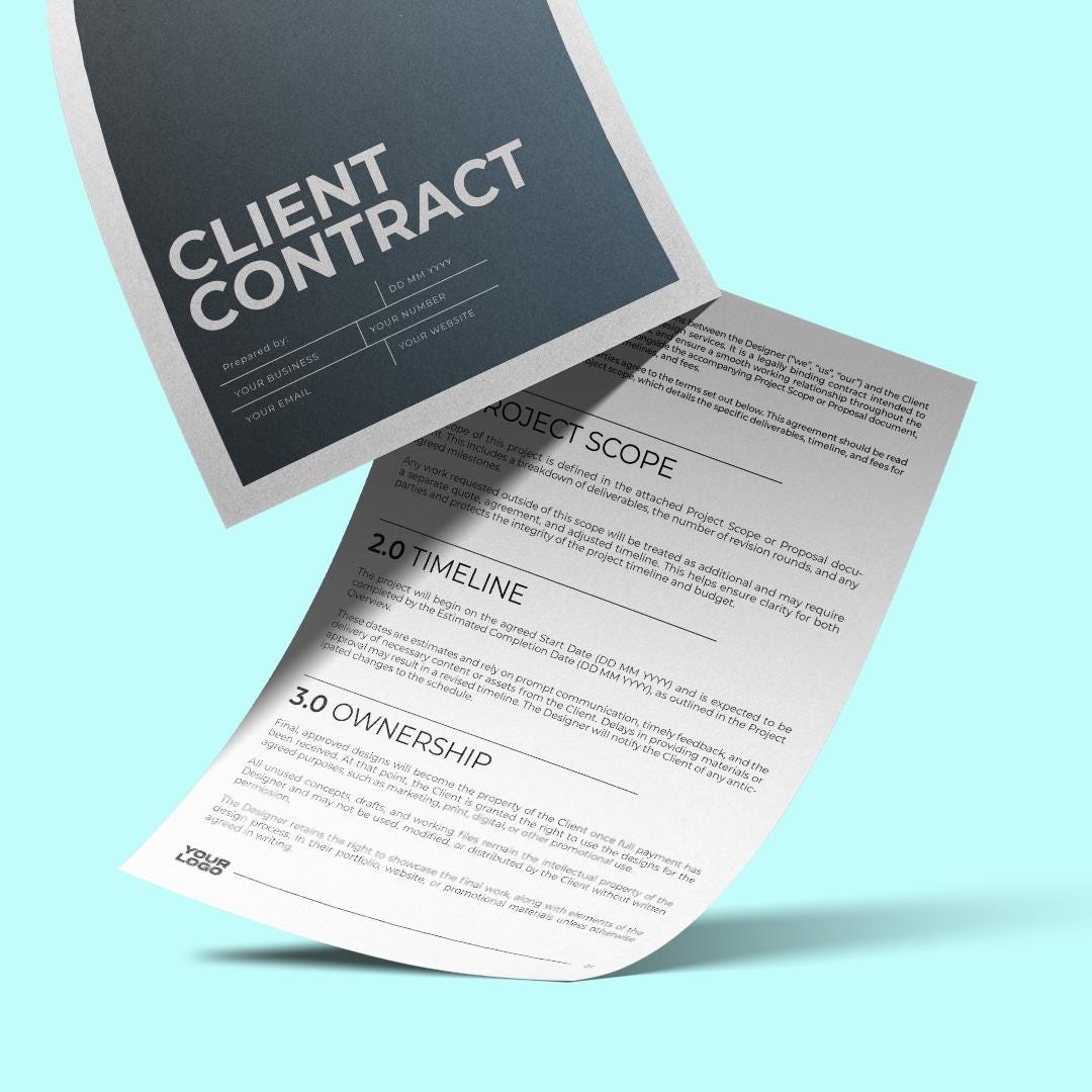 Graphic Designer Client Contract Terms and Conditions Template Indesign ...