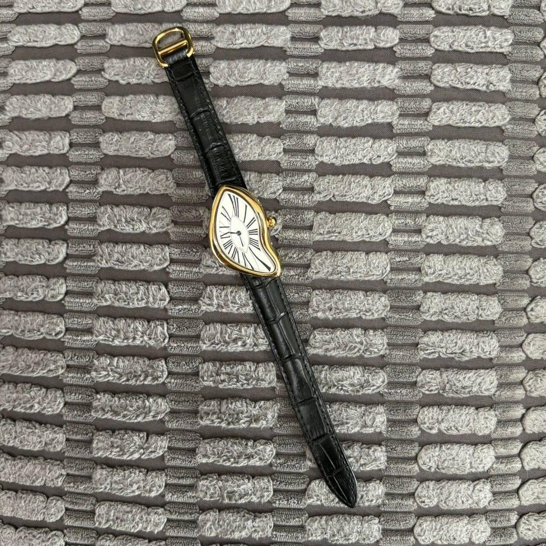 Surrealist Melting Dial Watch: Dali-inspired Black Leather Timepiece - Etsy