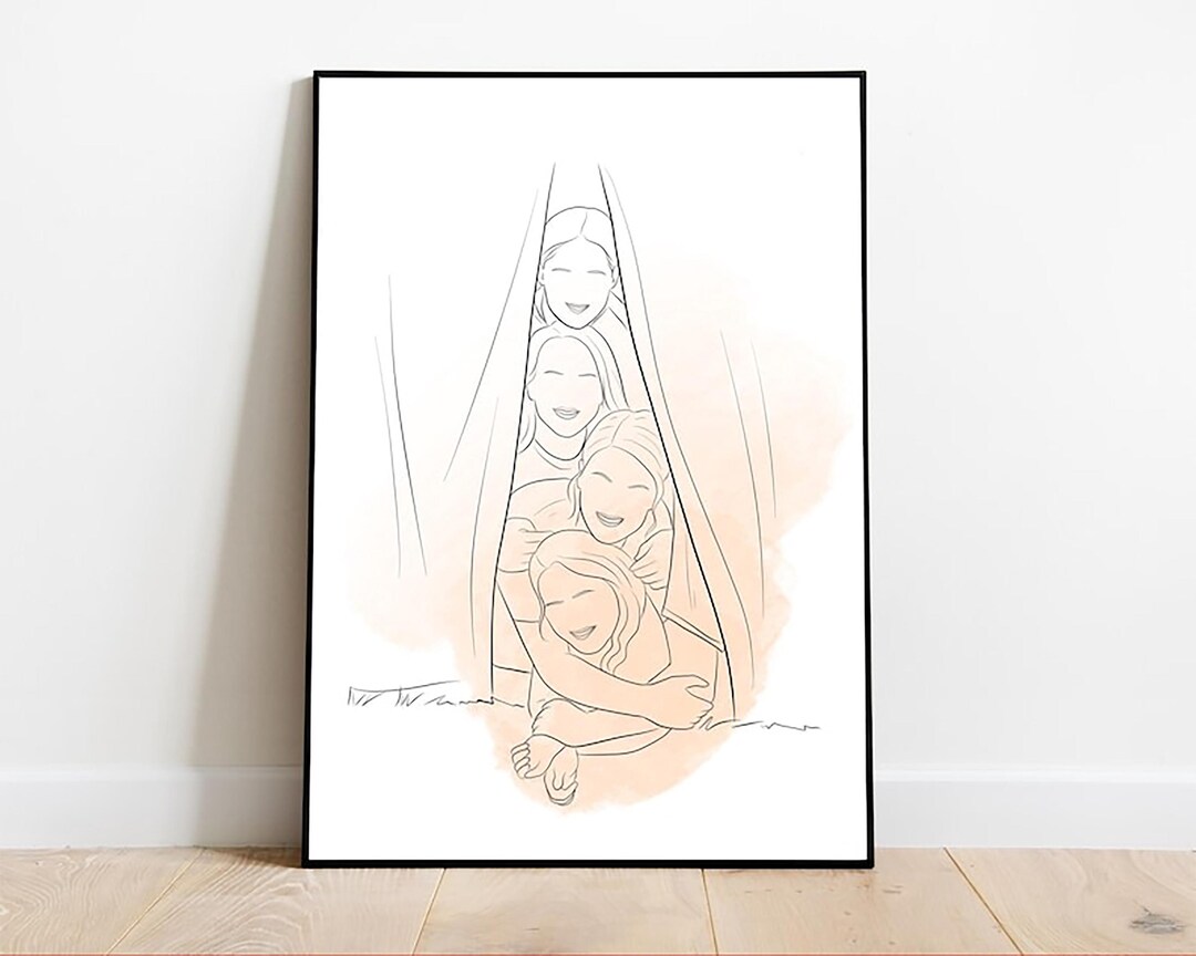Custom One Line Family Portrait, Minimalist Line Art Drawing (digital ...