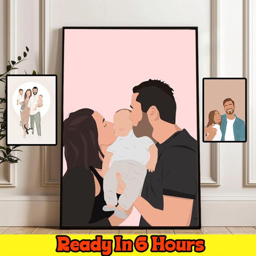 Custom Faceless Portrait Illustration: Couple, Family, Besties, Pets ...