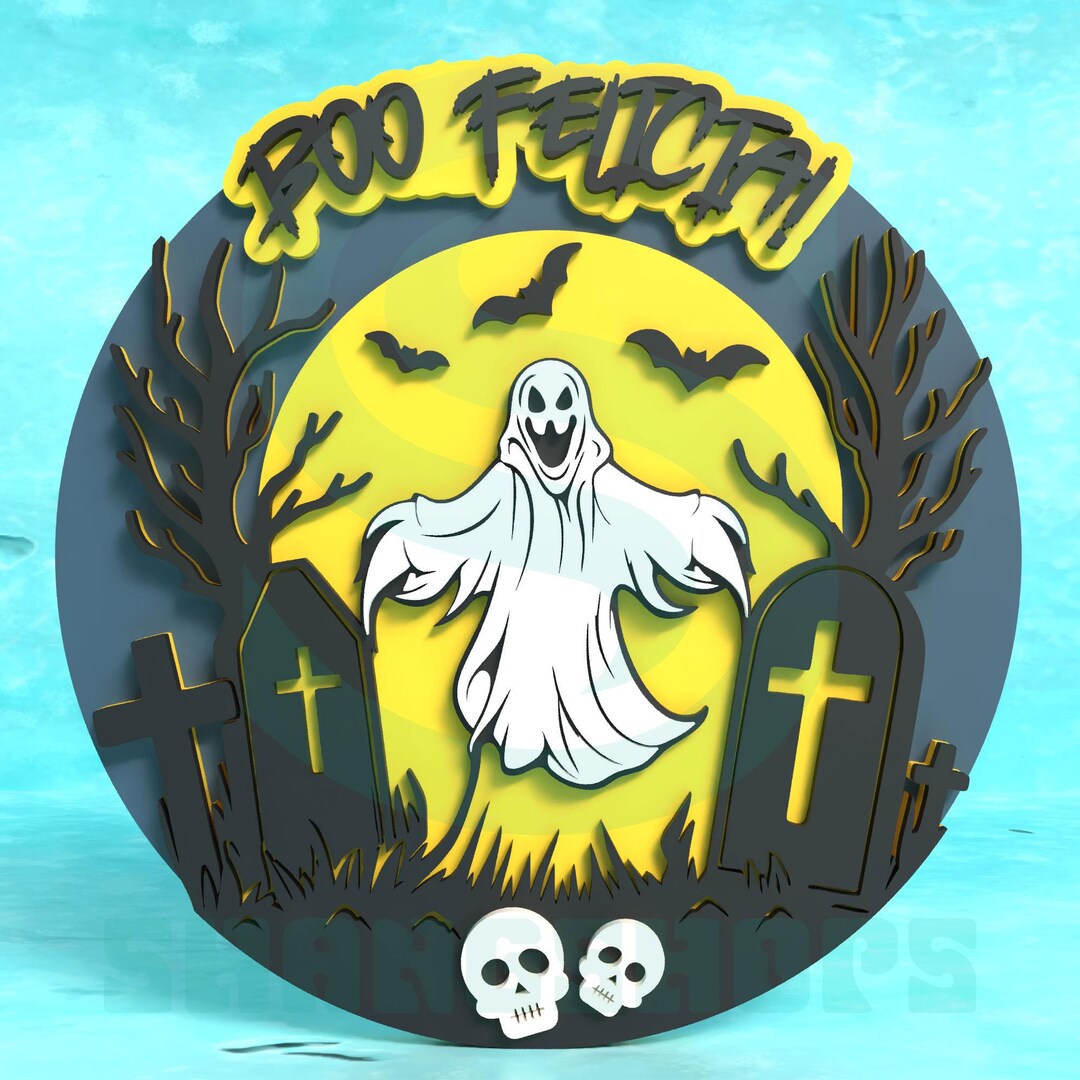 Halloween Boo Felicia SVG Laser Cut File, Ghost Tombstone Digital File ...