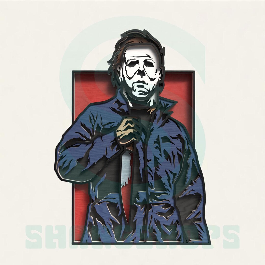 White Mask Slasher SVG | 3D Layered Horror Art | Halloween Laser Cut ...