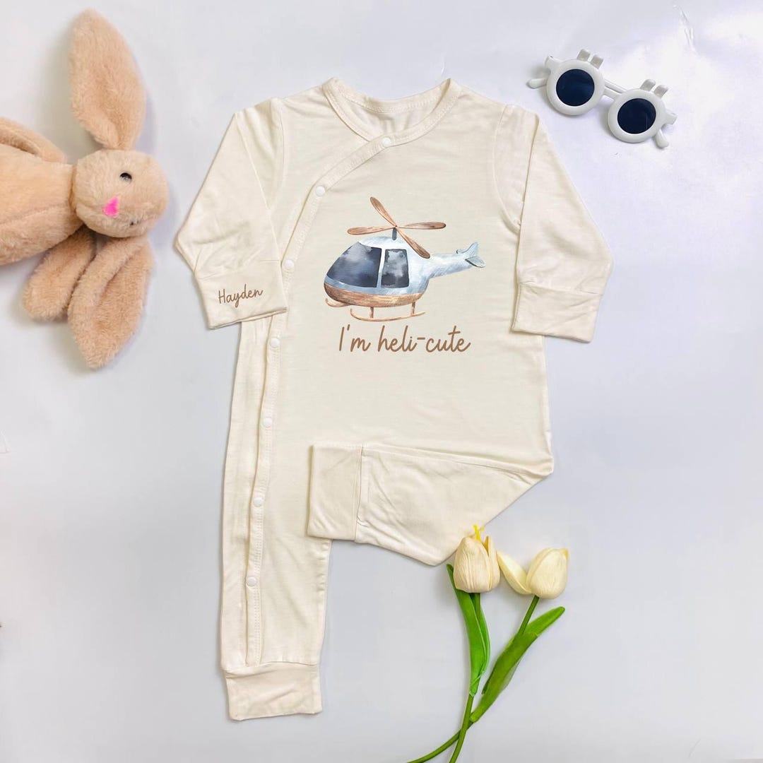 I'm Heli Cute Baby Bodysuit, Funny Helicopter Baby Romper, Custom ...