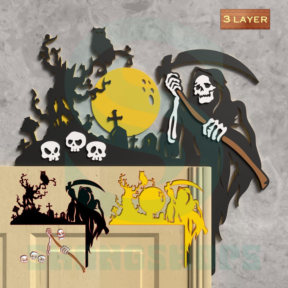 Grim Reaper Halloween SVG, Laser Cut Digital File for Creepy Party ...