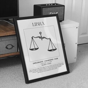 Libra Zodiac Sign Printable Wall Art – Minimalist Libra Astrology ...