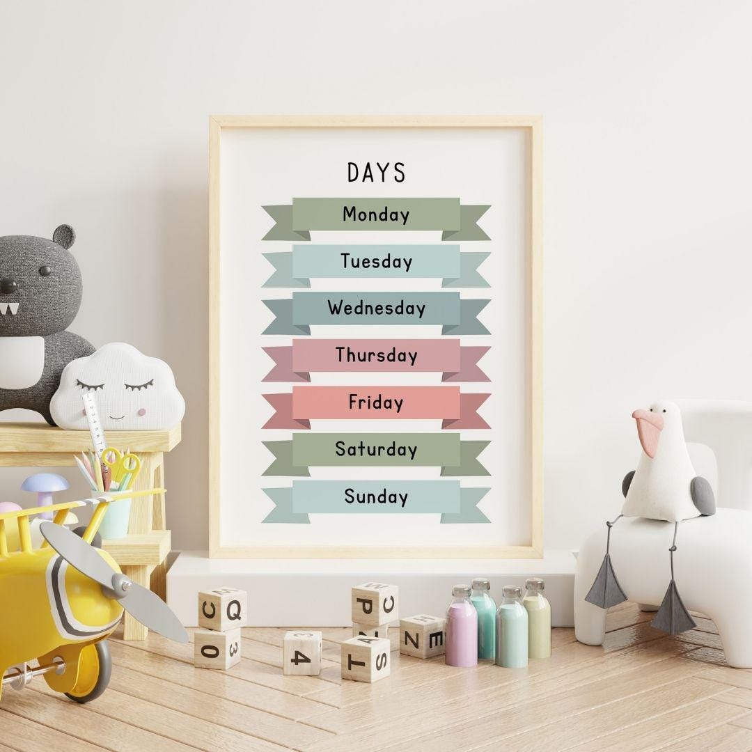Pastel Days of the Week Printable: Educational Nursery & Classroom ...