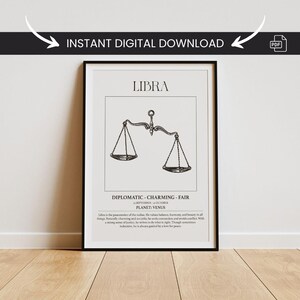 Libra Zodiac Sign Printable Wall Art – Minimalist Libra Astrology ...