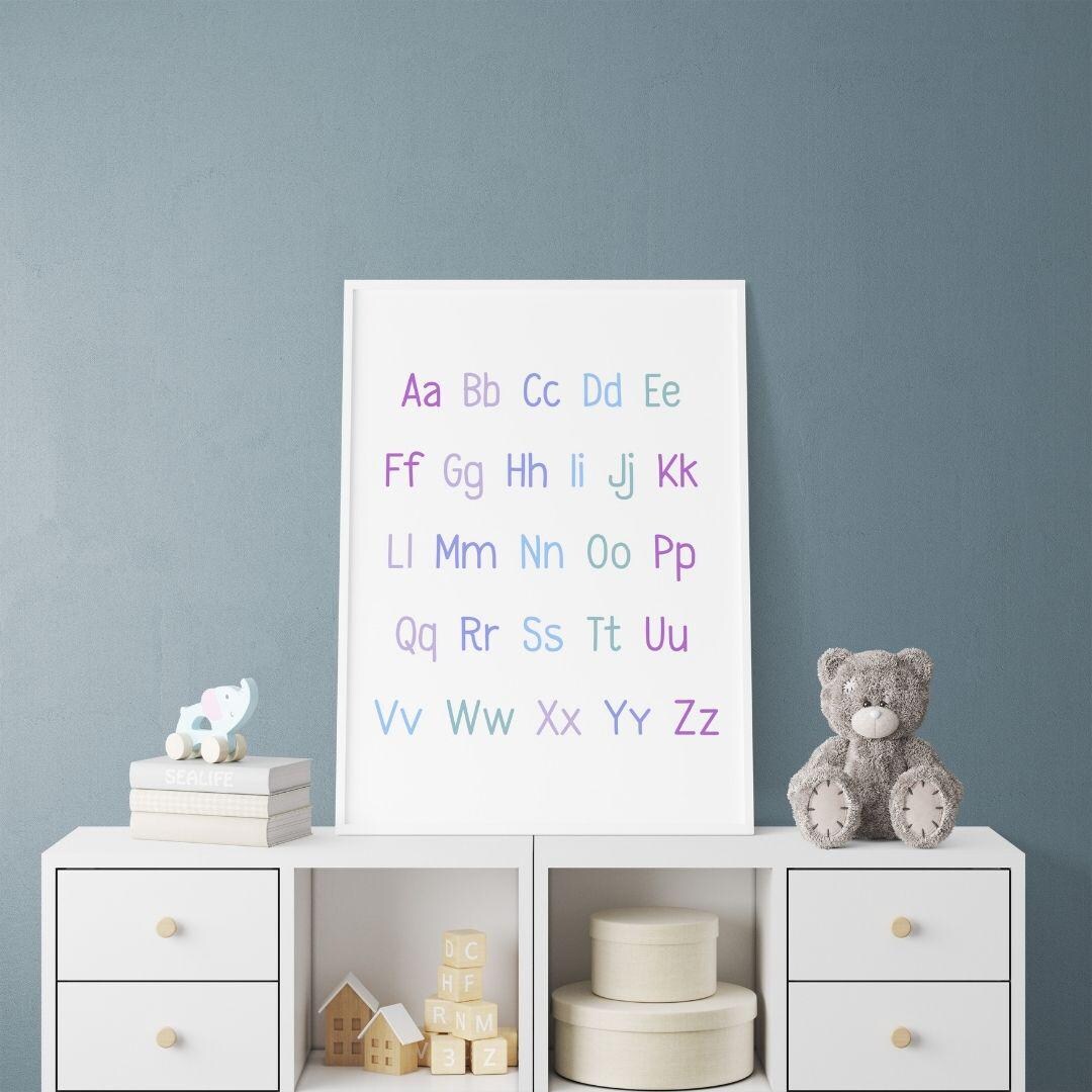 Pastel Alphabet Poster for Kids | A4 Digital Wall Art | ABC Nursery ...