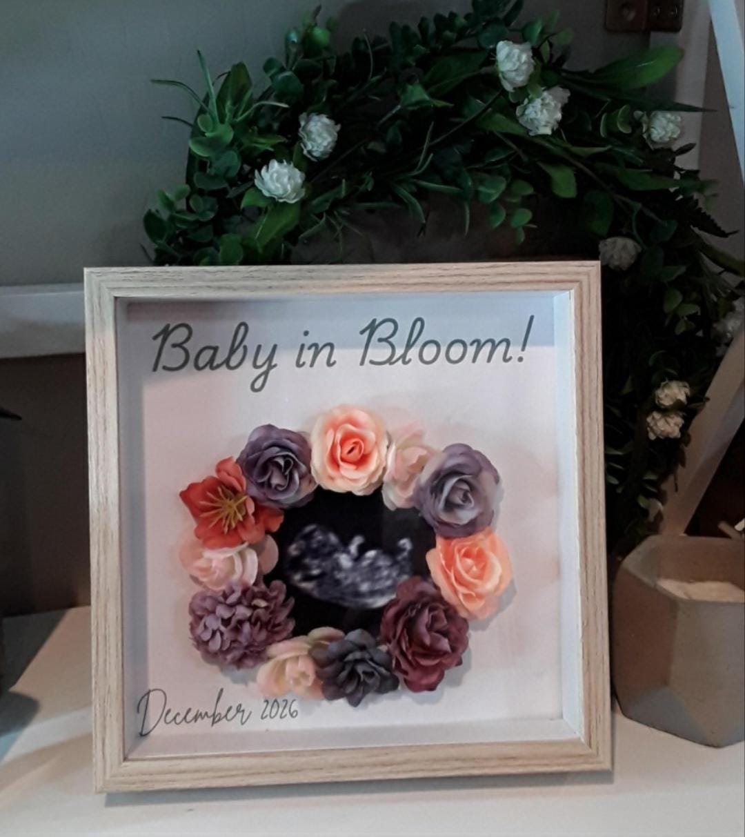 Pregnancy Announcement Shadow Box, Baby in Bloom, Custom Pregnancy ...