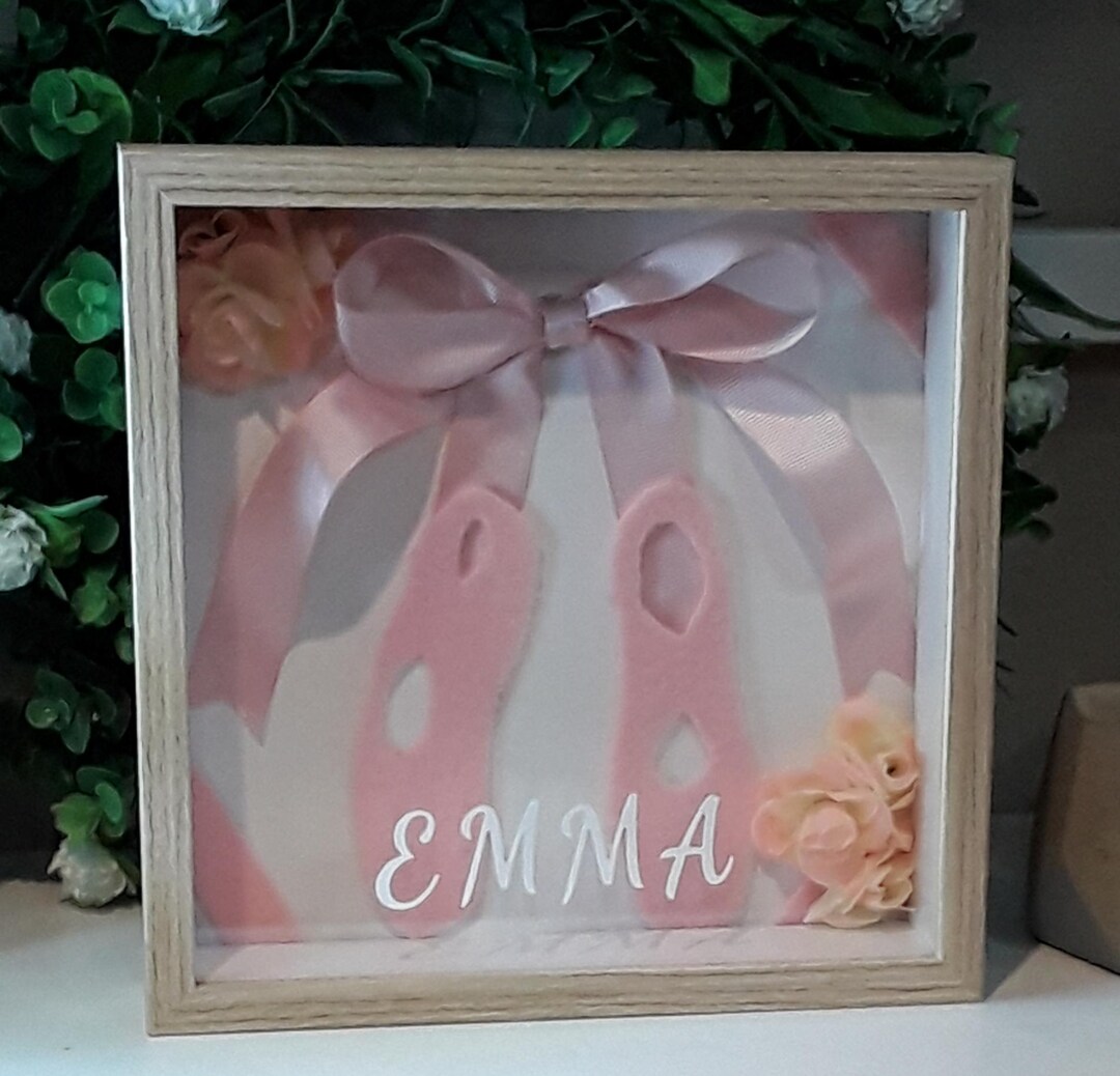 Ballet Shadow Box, Personalized Nursery Decor, Floral Shadowbox, Girls ...
