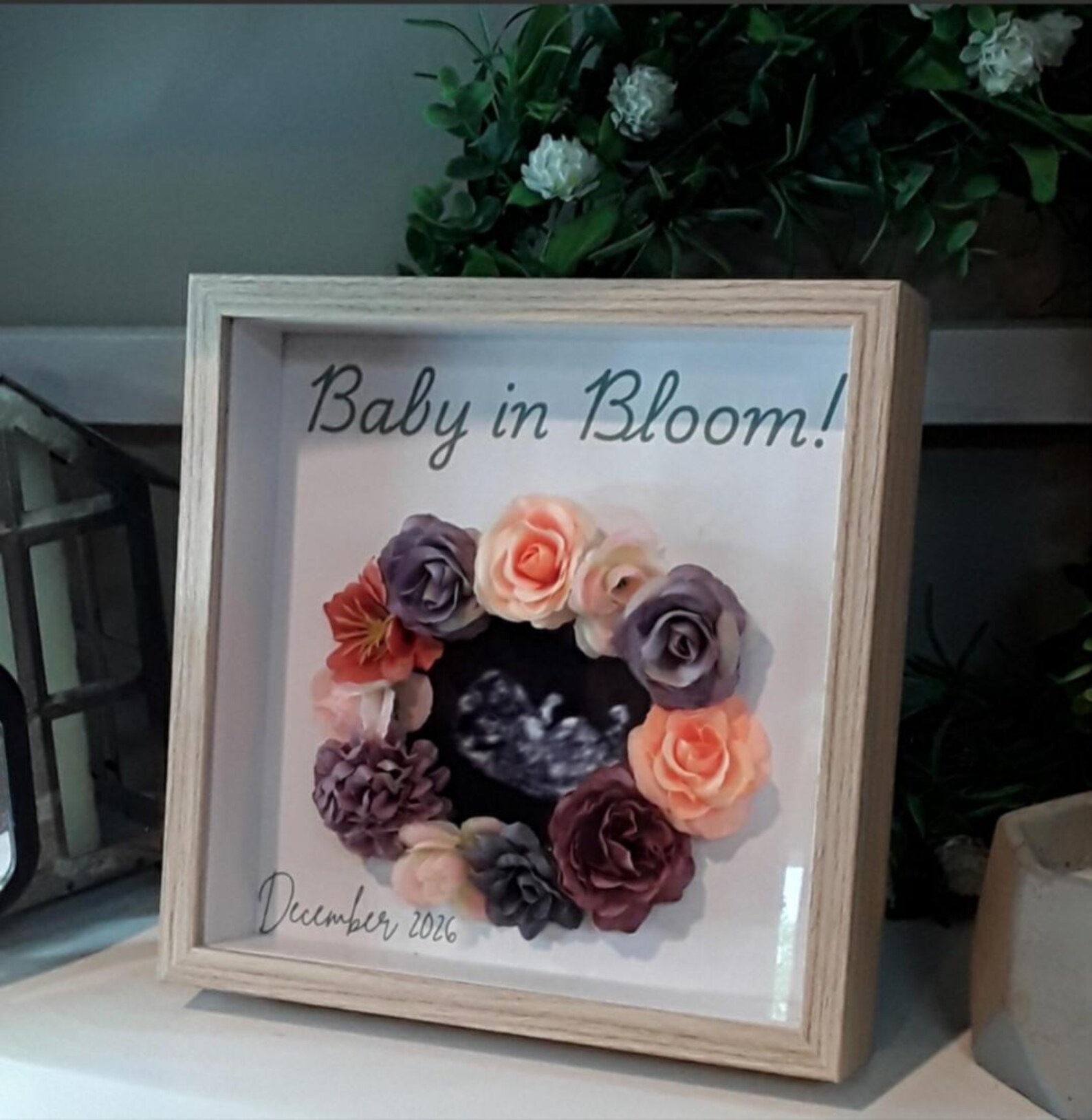 Pregnancy Announcement Shadow Box, Baby in Bloom, Custom Pregnancy ...