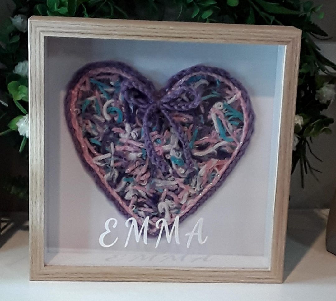 Pressed Yarn Heart Shadow Box, Personalized Nursery Decor, Girls ...