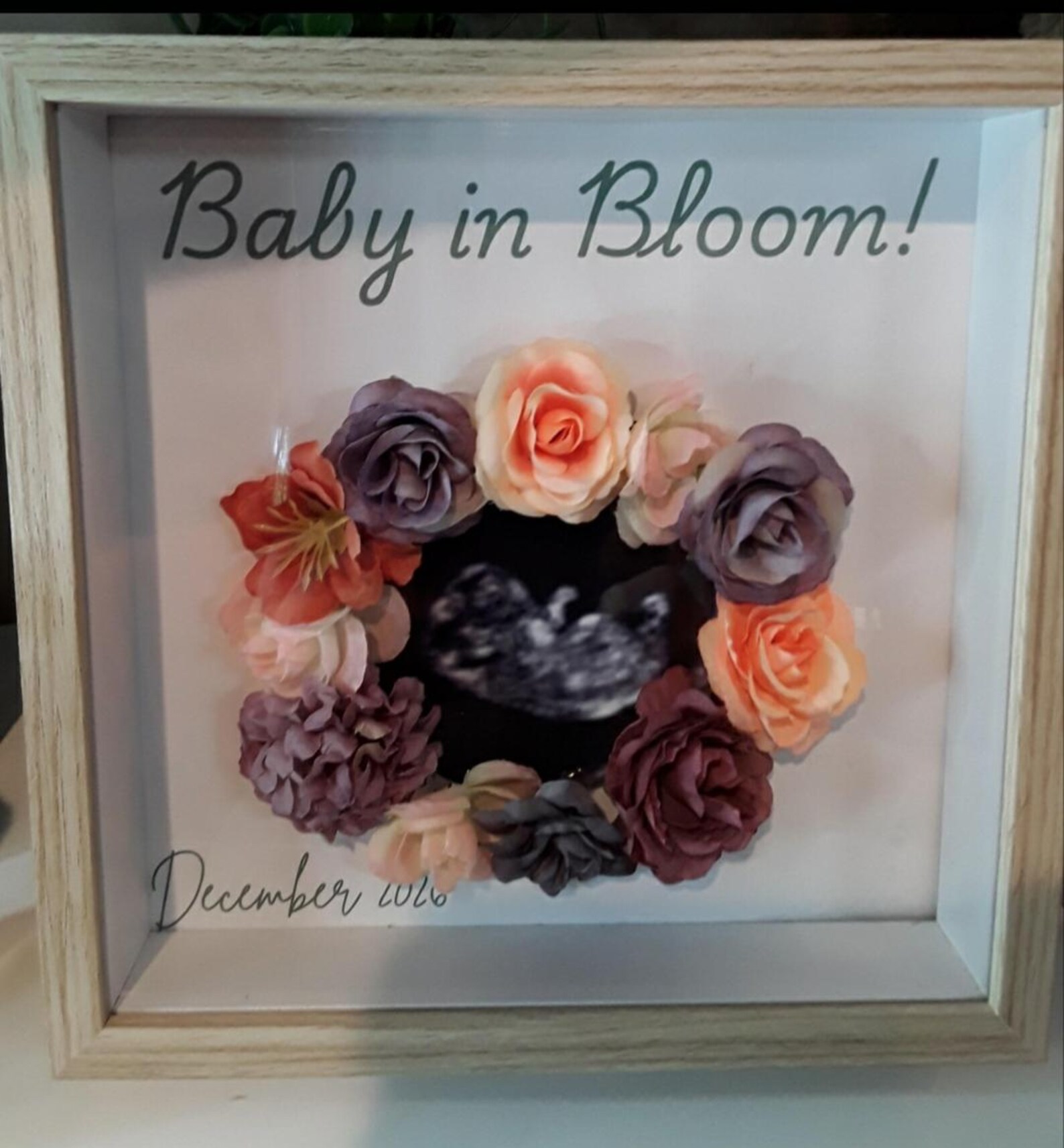 Pregnancy Announcement Shadow Box, Baby in Bloom, Custom Pregnancy ...