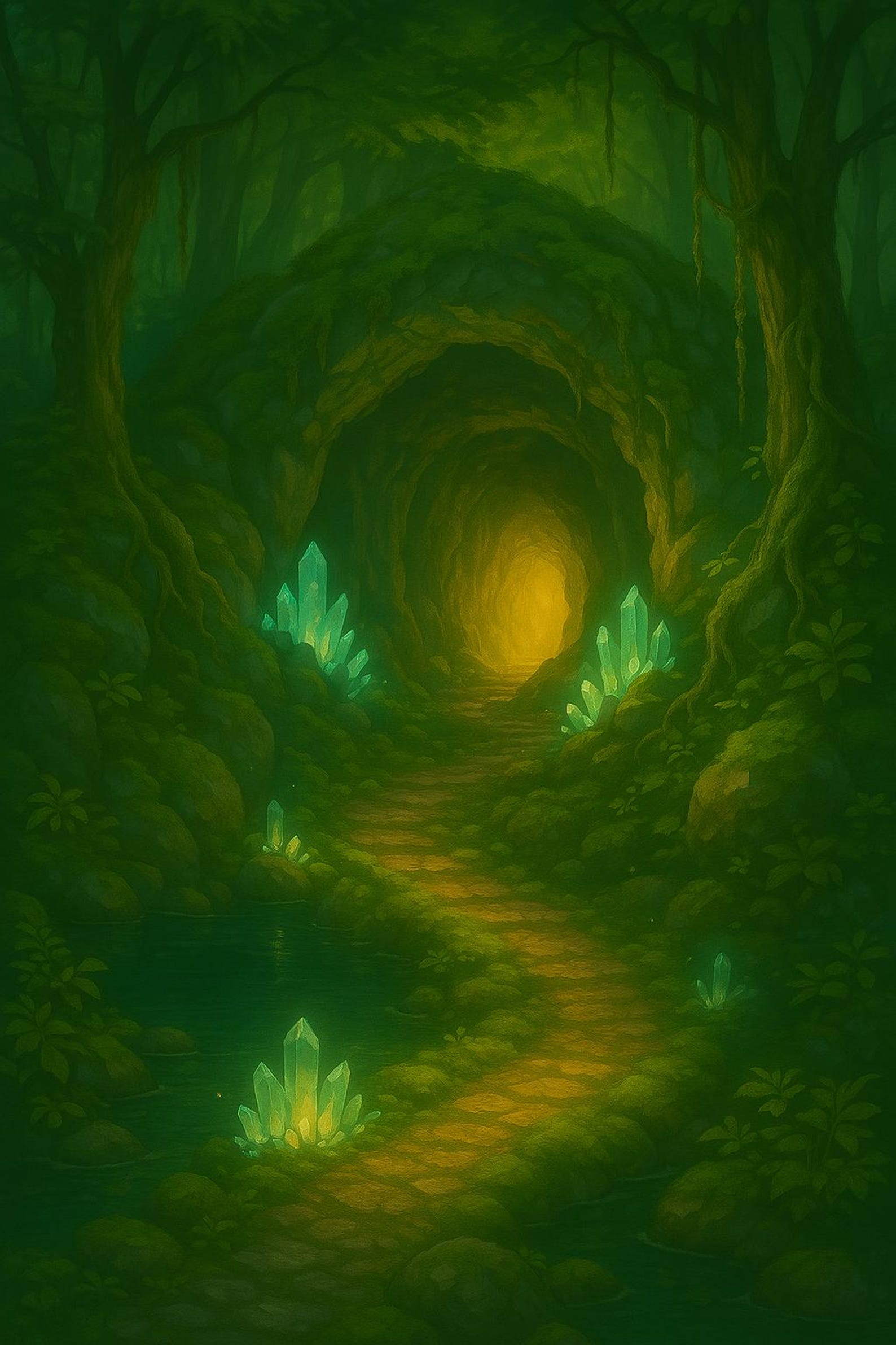 Ghibli Crystal Cave Art – Enchanted Cave Entrance Poster, Printable ...