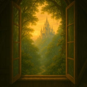 Ghibli Hidden Castle View – Fairytale Window Poster, Fantasy Room Art ...