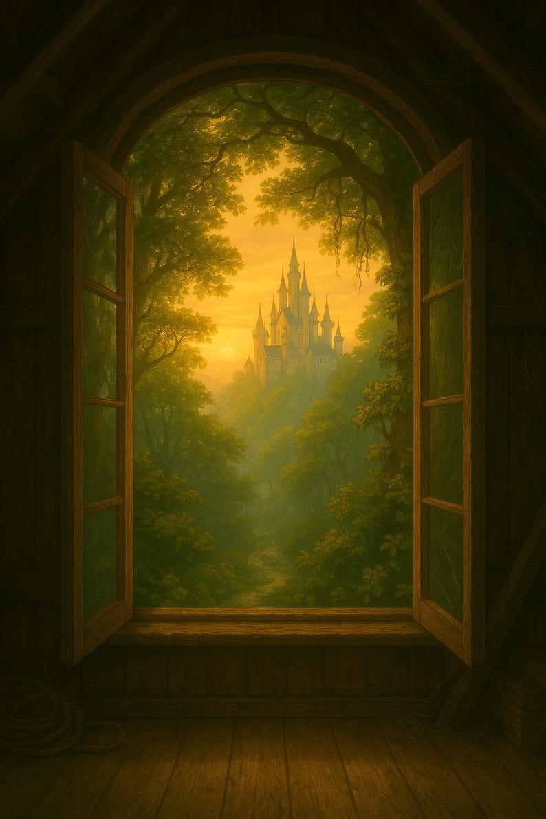 Ghibli Hidden Castle View – Fairytale Window Poster, Fantasy Room Art ...