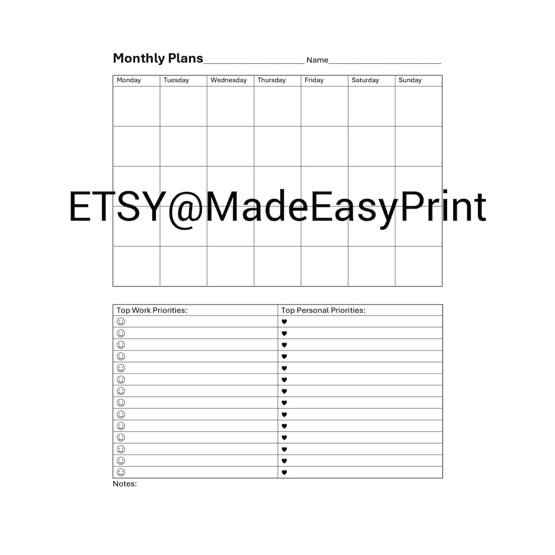 Printable Daily Weekly Monthly Planner, A4 HD Design (digital Download ...