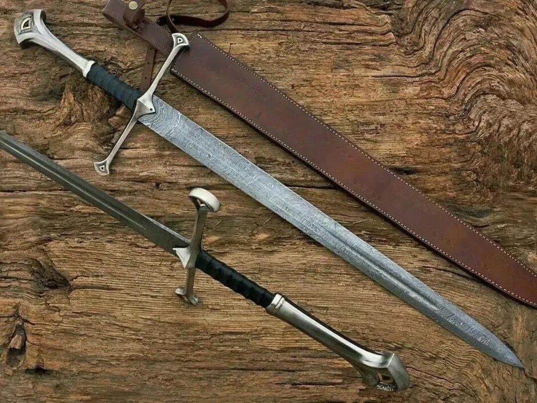 Handmade Damascus Sword Fantasy Double Edge Sword – Custom Damascus ...