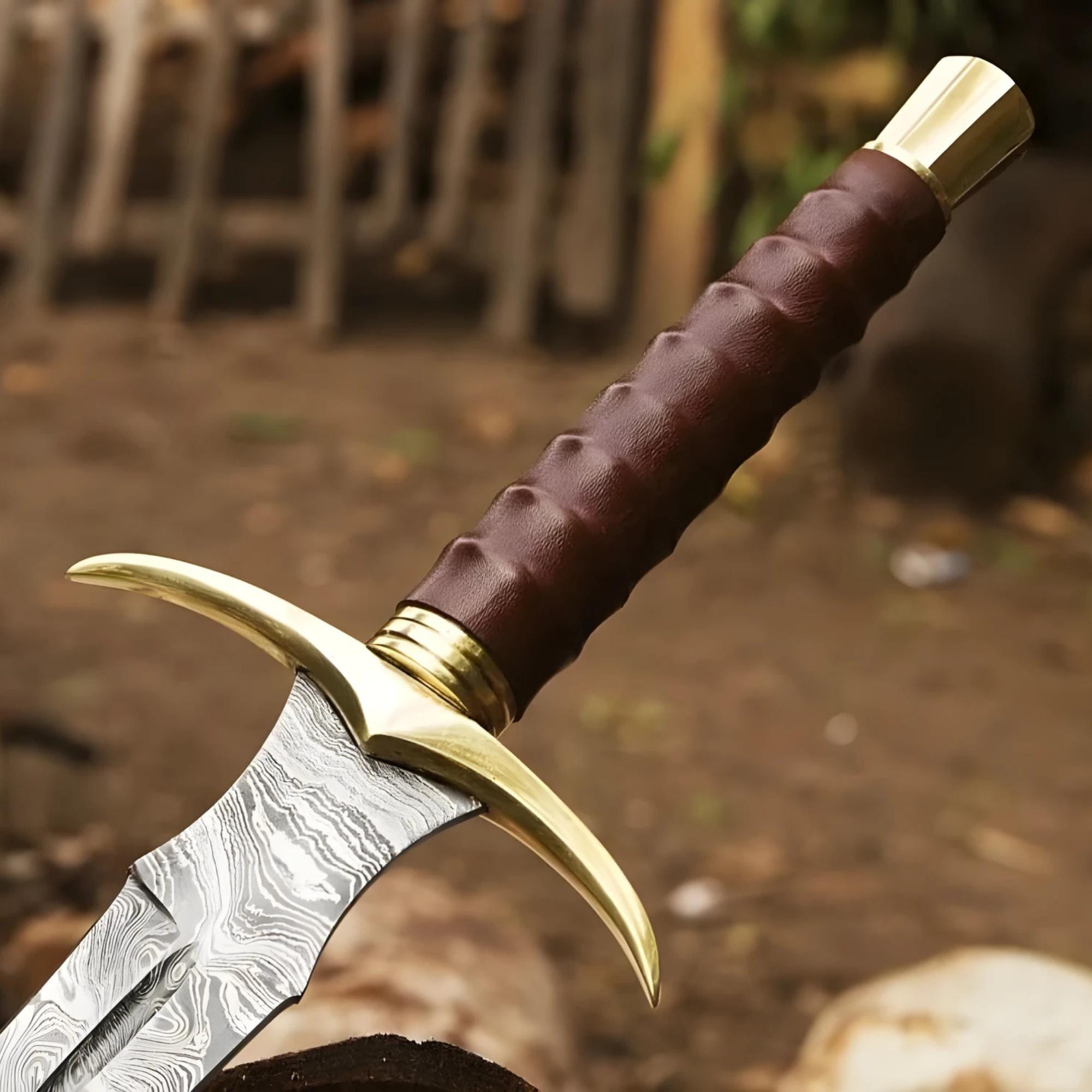 Hand Forged Damascus Steel Viking-style Sword With Leather Sheath ...
