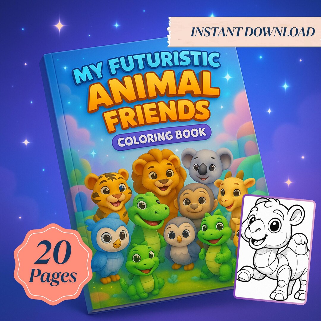 Kids Coloring Book With Adorable Robot Bunnies Techy Animals, Perfect ...