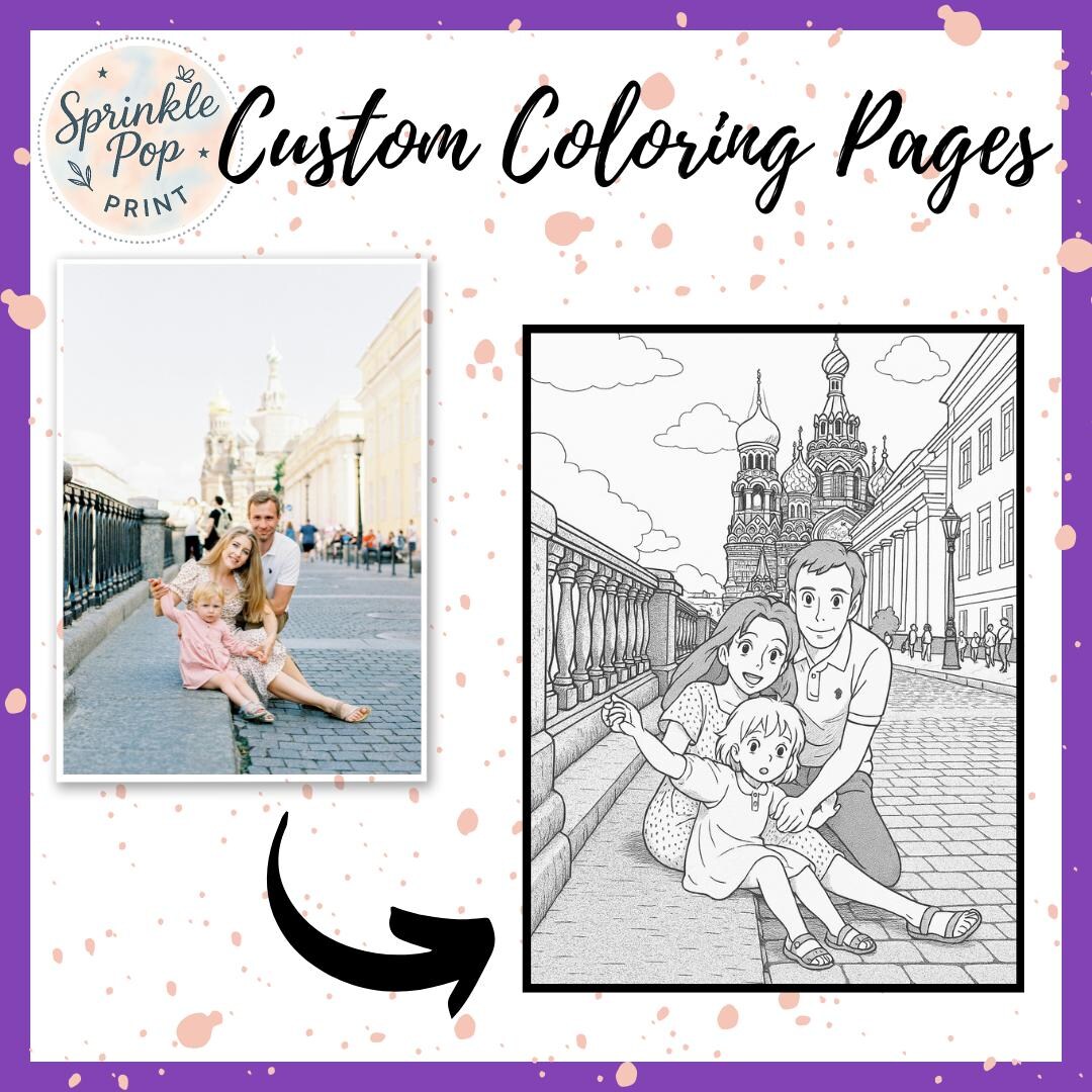Custom Coloring Page From Photo - Personalized Printable Portrait, Pet ...